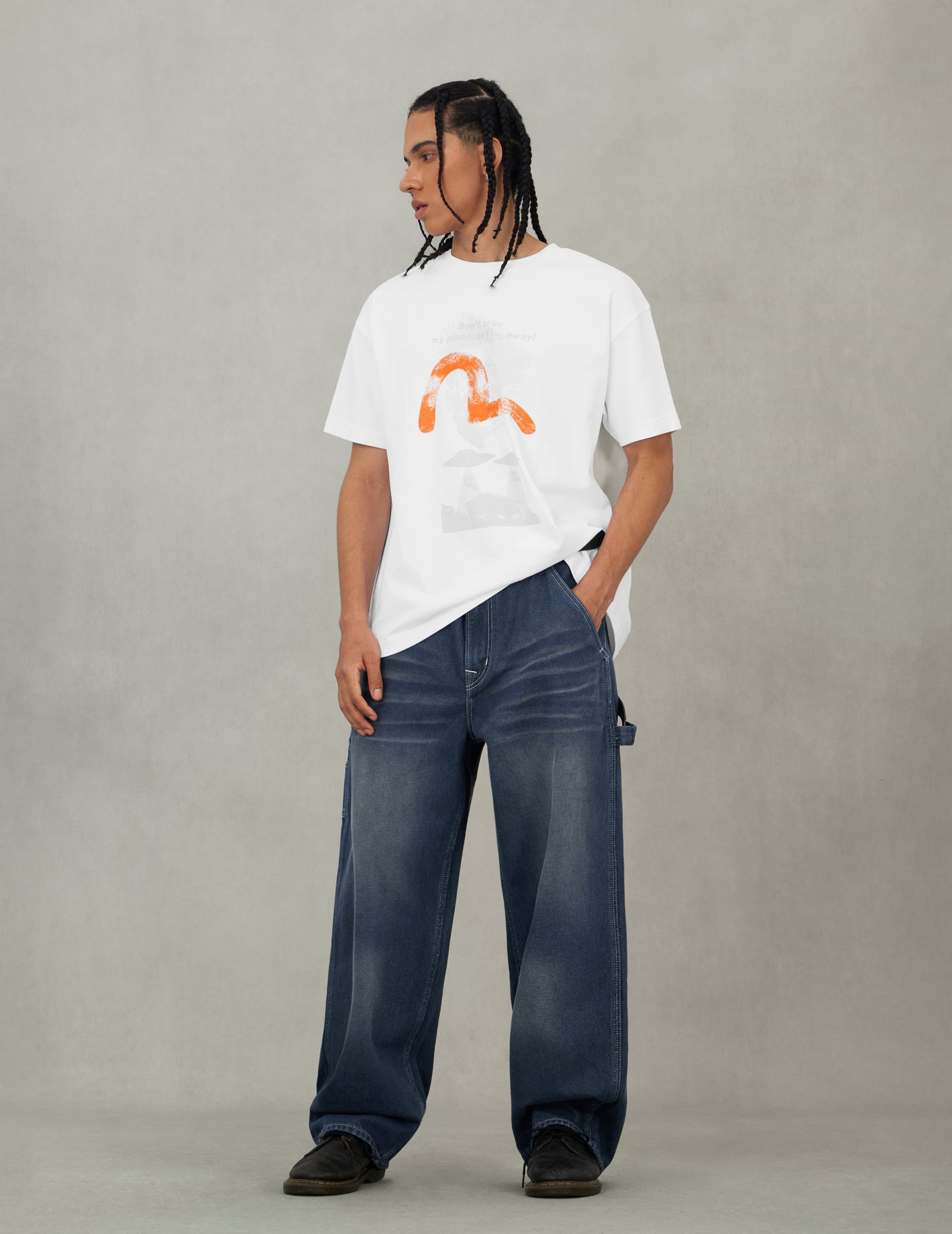 Distressed Seagull Print Loose Fit Cargo Jeans – EVISU