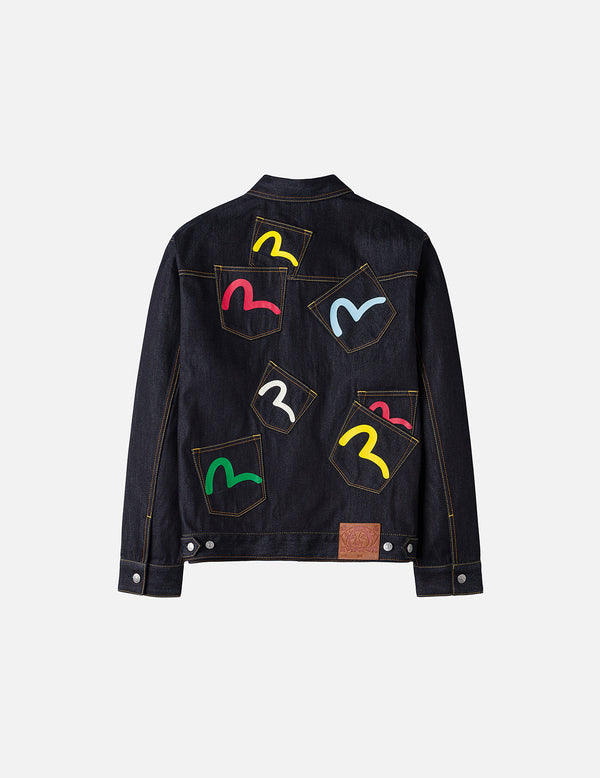 Seagull Print and Multi-Pocket Relax Fit Denim Jacket – EVISU