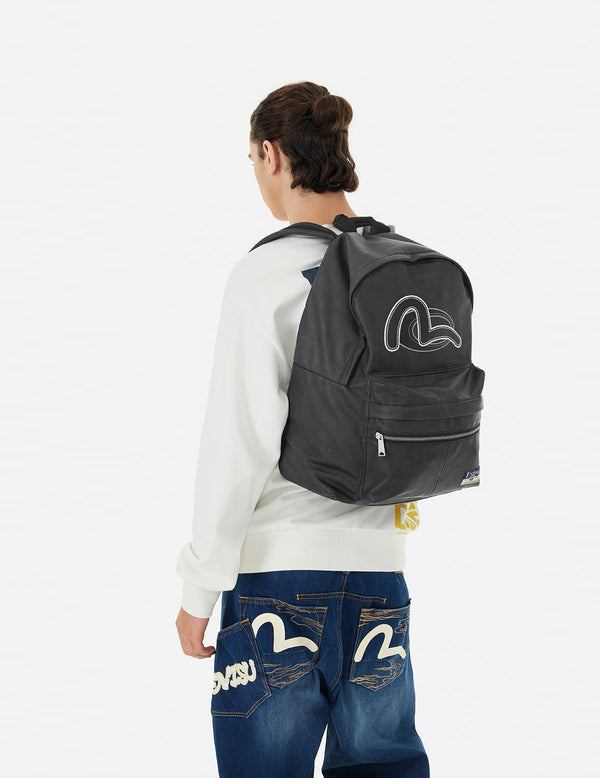 Seagull Embroidery Vegan Leather Backpack – EVISU